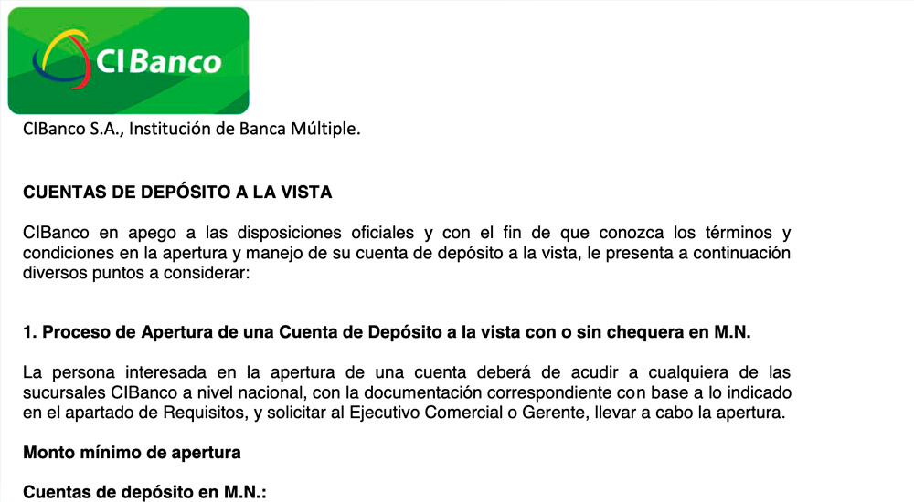 Cuenta Depósito a la vista de CIBanco | Análisis y Condiciones | Bancos ...